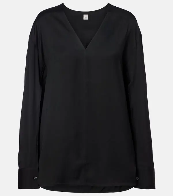 TOTEME Oversized Viscose Blouse - Black