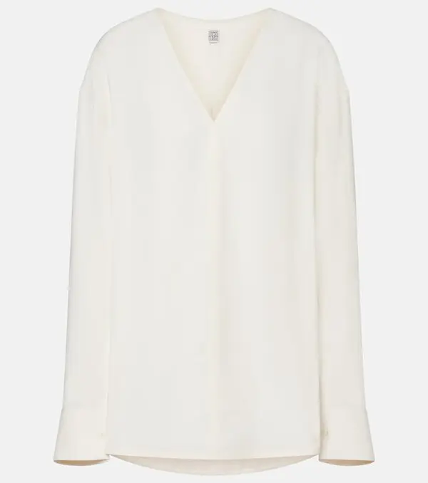 TOTEME Oversized Viscose Blouse - White