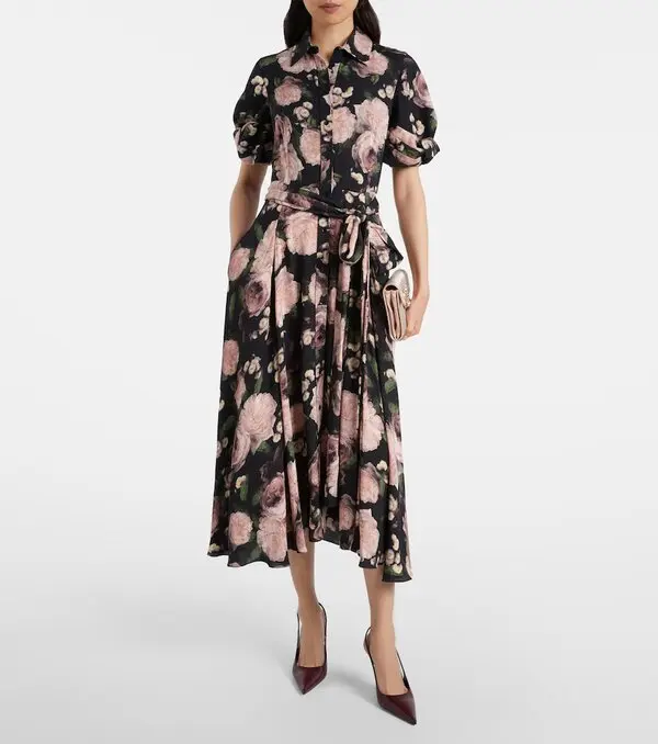 Erdem Floral Print Shirt Dress With Belt - Multicoloured