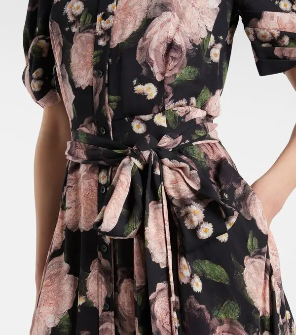 Erdem Floral Print Shirt Dress With Belt - Multicoloured