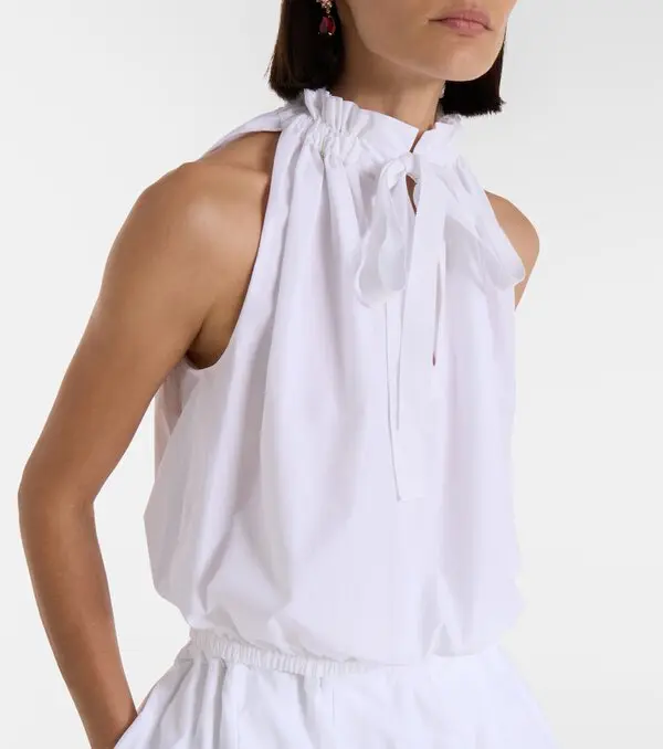 PATOU Gathered Cotton Top - White