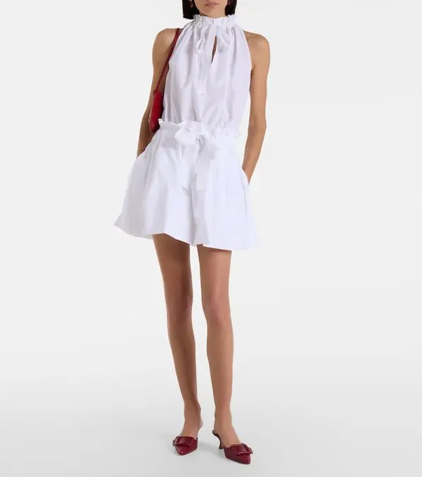 PATOU Gathered Cotton Miniskirt - White