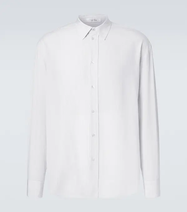 THE ROW Granada Pinstripe Silk Poplin Shirt - White