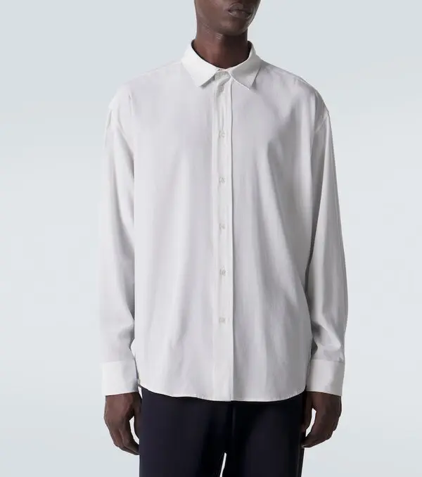 THE ROW Granada Pinstripe Silk Poplin Shirt - White