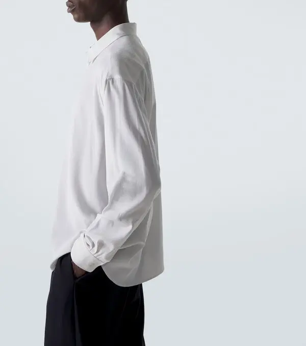 THE ROW Granada Pinstripe Silk Poplin Shirt - White