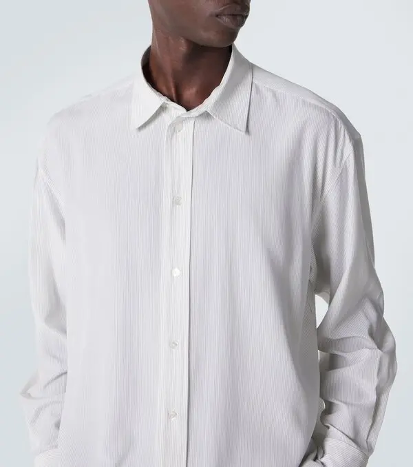 THE ROW Granada Pinstripe Silk Poplin Shirt - White