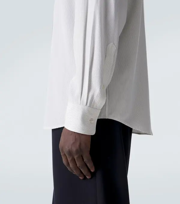 THE ROW Granada Pinstripe Silk Poplin Shirt - White