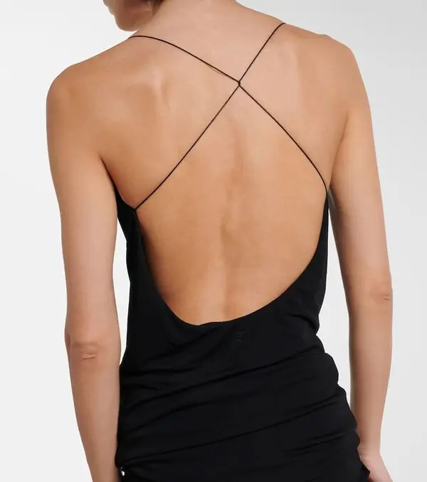Jacquemus Abiha Gathered Jersey Midi Dress - Black