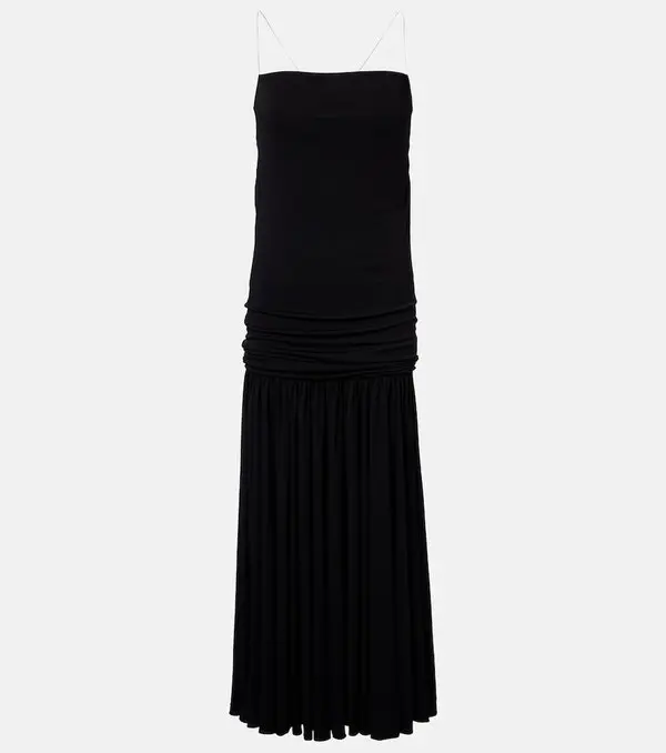 Jacquemus Abiha Gathered Midi Dress - Black