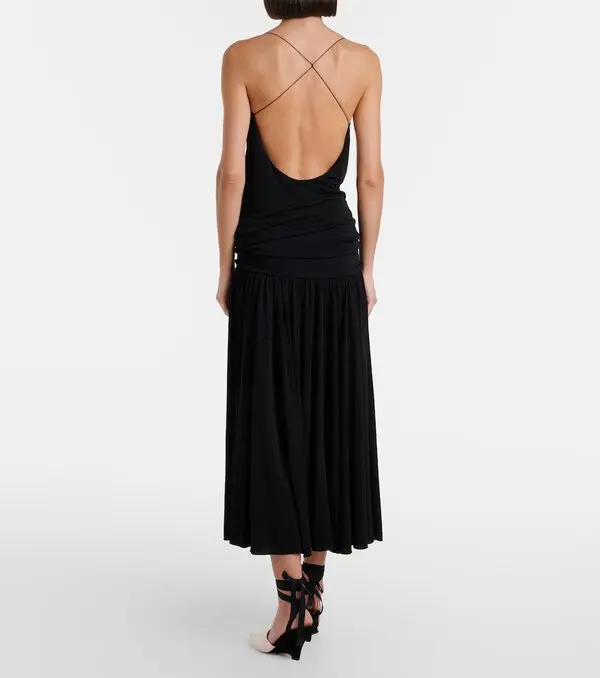 Jacquemus Abiha Gathered Midi Dress - Black