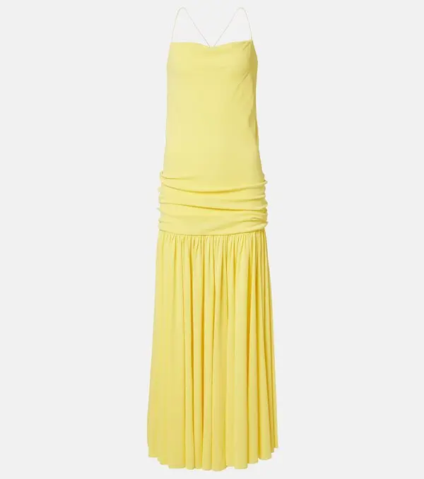 Jacquemus Abiha Gathered Jersey Midi Dress - Yellow