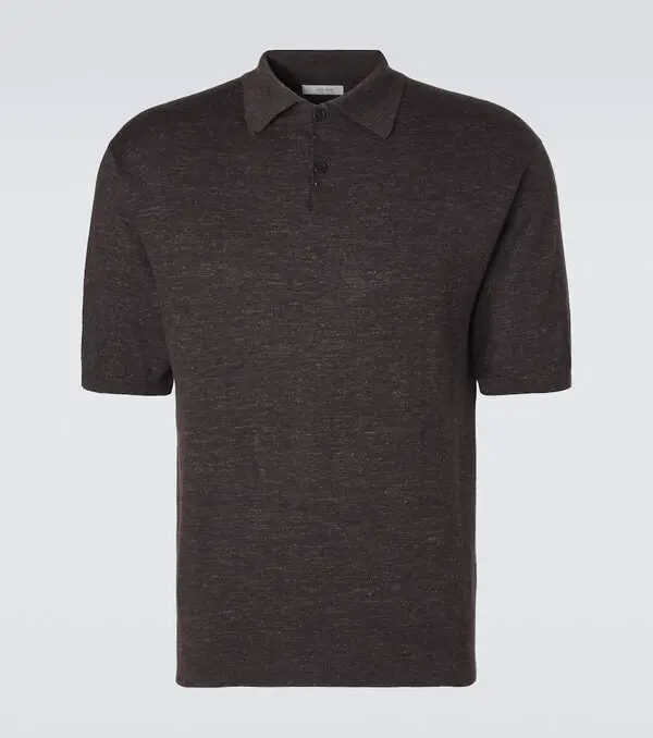 THE ROW Borges Cashmere, Silk, And Linen Polo Shirt - Brown