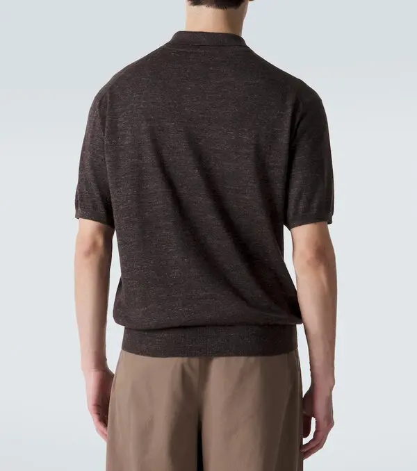 THE ROW Borges Cashmere, Silk, And Linen Polo Shirt - Brown