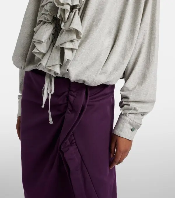 Dries Van Noten Ruffled Cotton Jersey Blouse - Grey