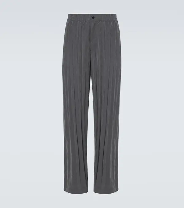 Giorgio Armani Pleated Canvas Wide-leg Pants - Grey
