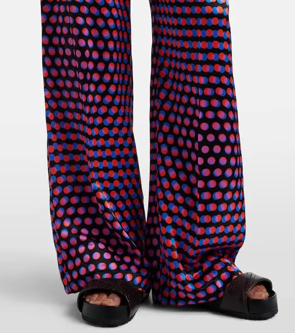 Dries Van Noten Polka-dot Silk Wide-leg Pants - Black