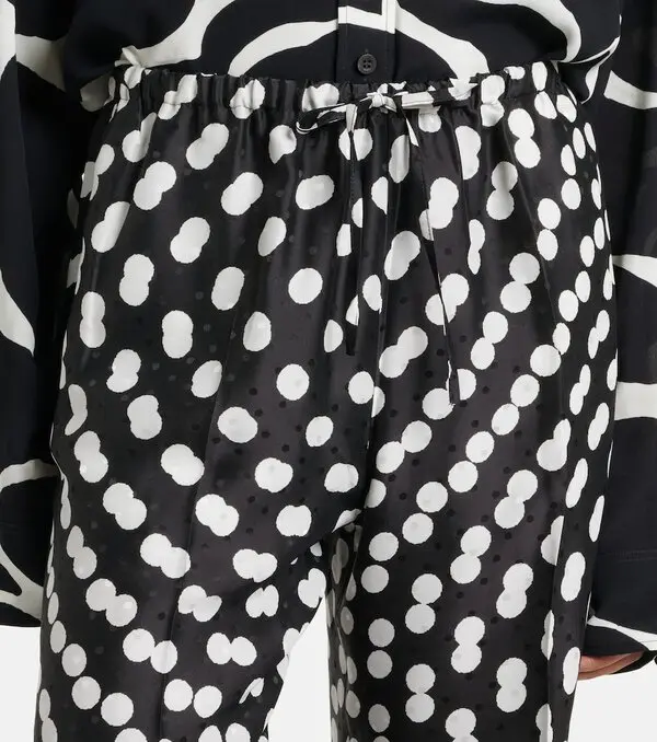 Dries Van Noten Polka-dot Silk Wide-leg Pants - Black