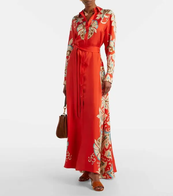 Etro Printed Silk Shirt Dress - Red