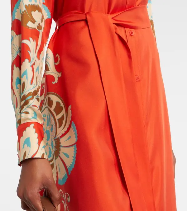 Etro Printed Silk Shirt Dress - Red