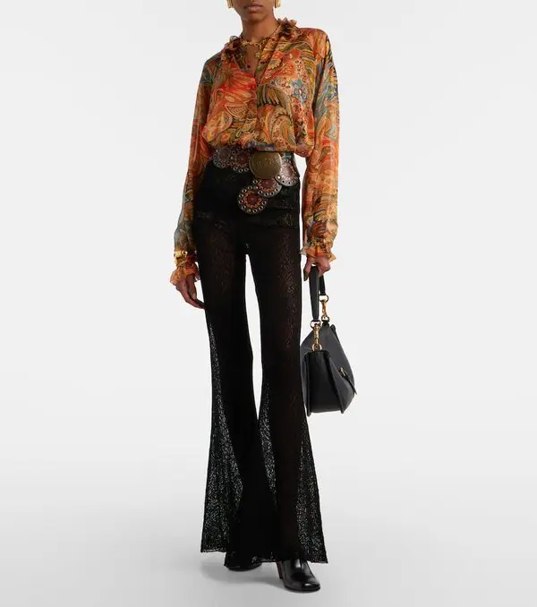 Etro Printed Ruffled Silk Shirt
