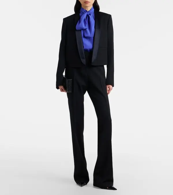 TOM FORD Silk-trimmed Wool Blazer - Black
