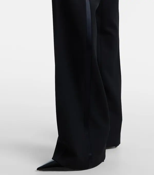 TOM FORD Silk-trimmed Wool Suit Pants - Black