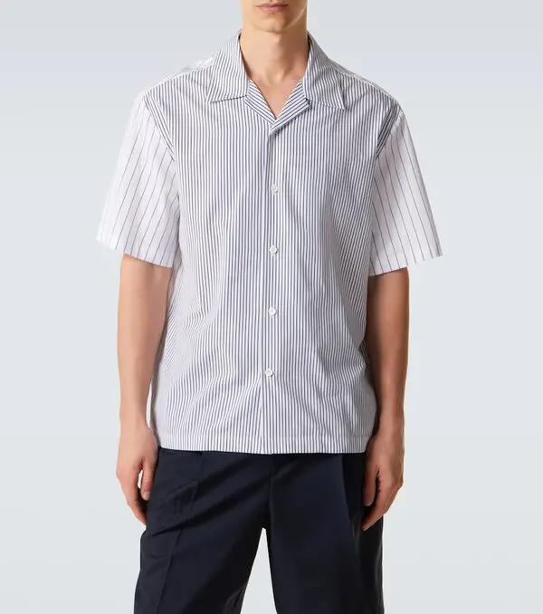 JIL SANDER Striped Cotton Bowling Shirt