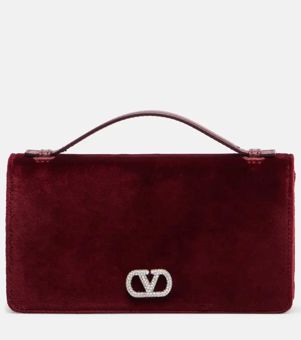 Valentino Garavani Vlogo Velvet Crossbody Bag - Red