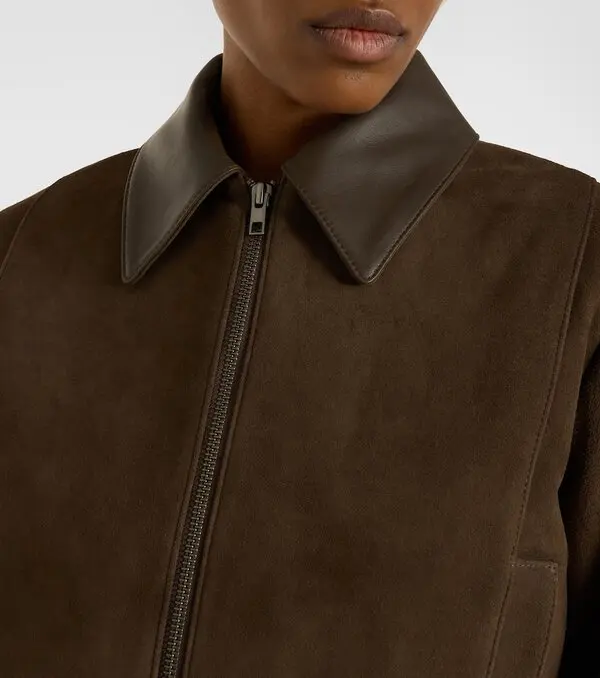 Vince Suede Blouson Jacket - Brown