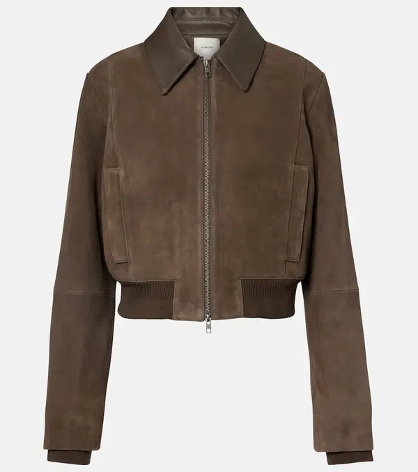 Vince Suede Blouson Jacket - Brown