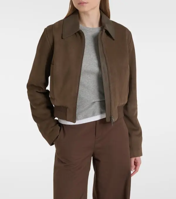 Vince Suede Blouson Jacket - Brown