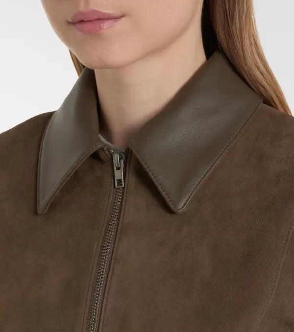 Vince Suede Blouson Jacket - Brown