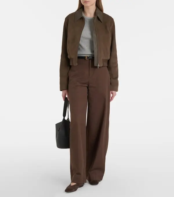 Vince Suede Blouson Jacket - Brown