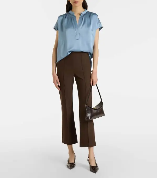 Vince Gathered Silk Satin Blouse