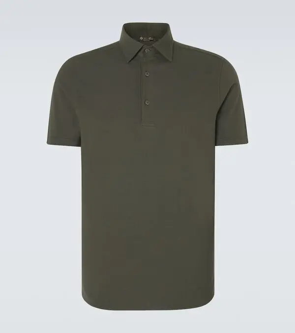 Loro Piana Brenna Cotton Piqué Polo Shirt - Green