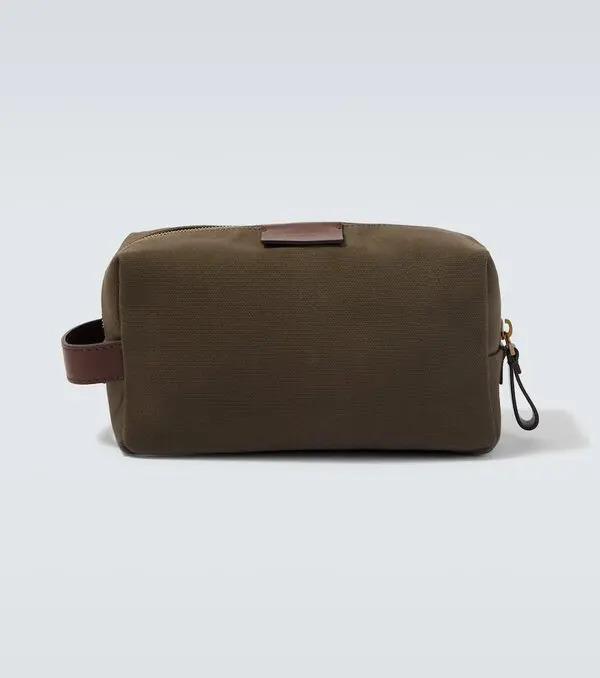 Giorgio Armani Leather-trimmed Canvas Toiletry Bag - Brown