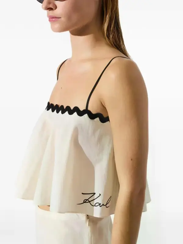 Karl Lagerfeld Top Festoneado Característico | | Hn - Neutrals