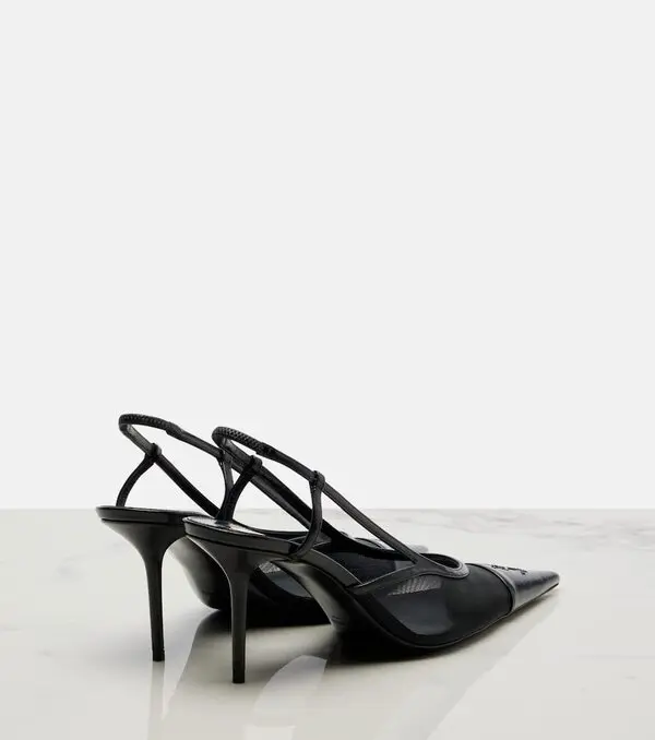 Saint Laurent Renee Mesh And Leather Slingback Pumps