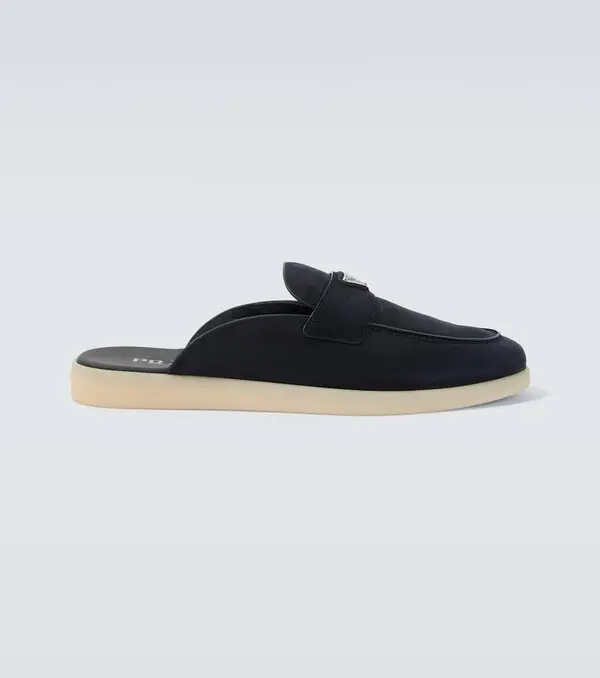 Prada Suede Mules - Blue