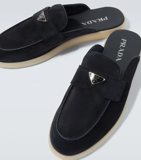 Prada Suede Mules - Blue