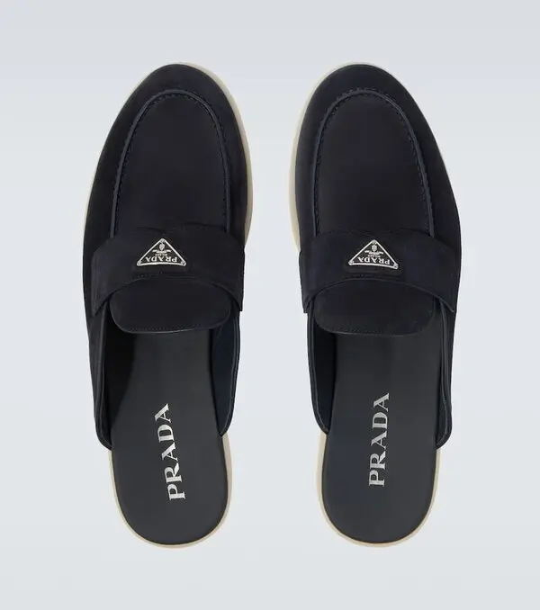 Prada Suede Mules - Blue