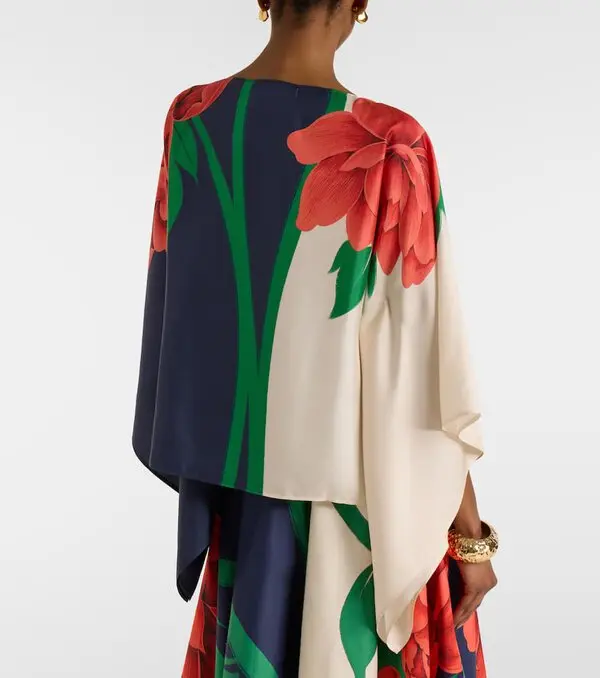 La DoubleJ Square Floral Silk Twill Top