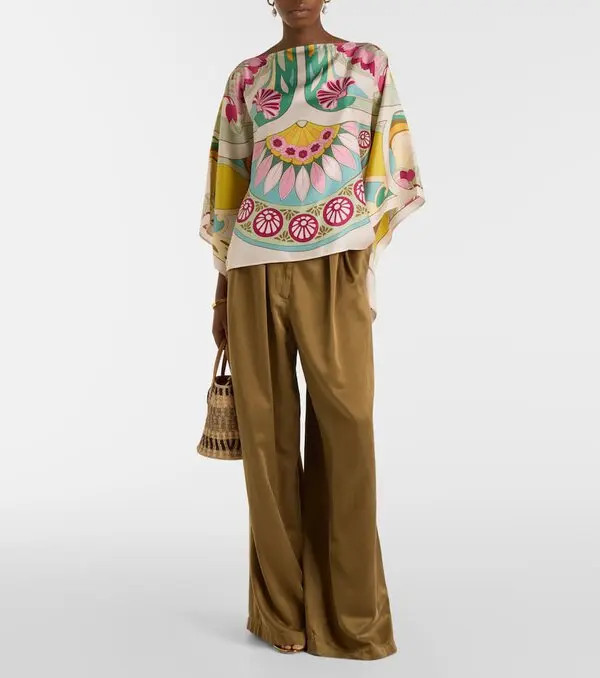 La DoubleJ Square Printed Silk Twill Top