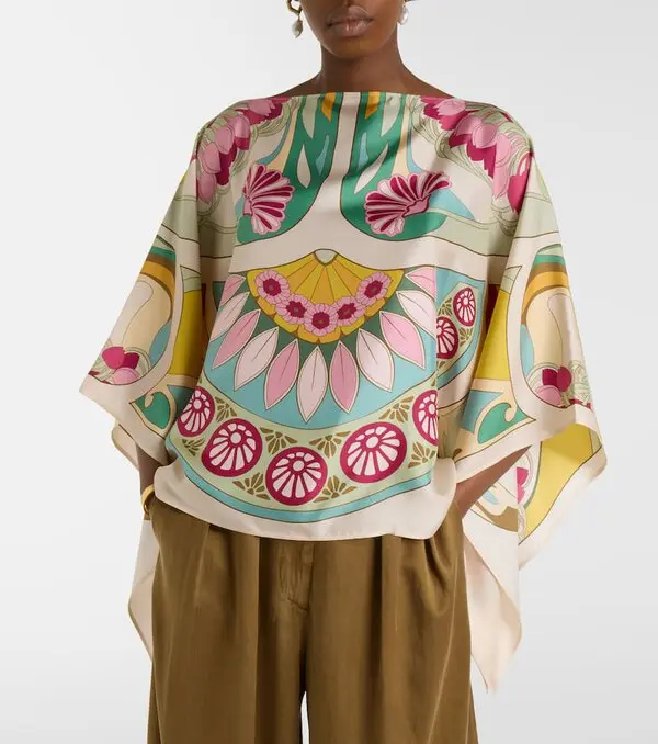 La DoubleJ Square Printed Silk Twill Top