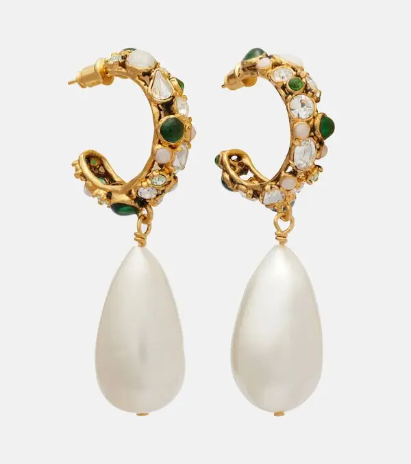 Saint Laurent Embellished Drop Earrings - Gold