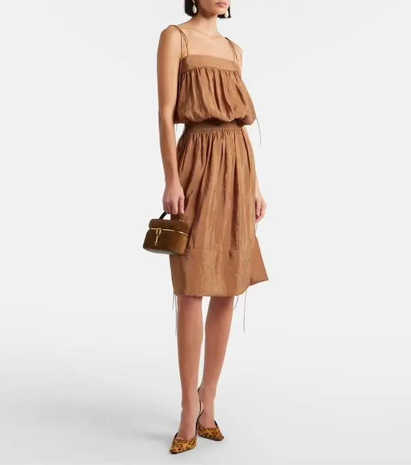 Saint Laurent Gaby Mini Quilted Suede Vanity Bag - Brown