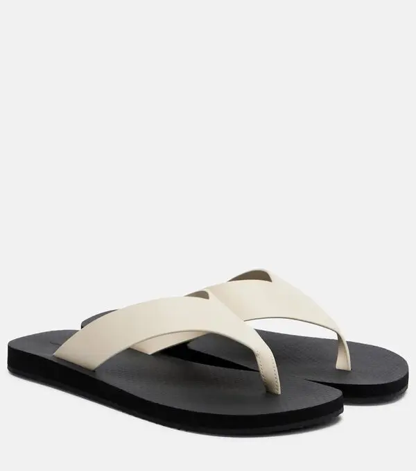 THE ROW Classic Leather Thong Sandals - White