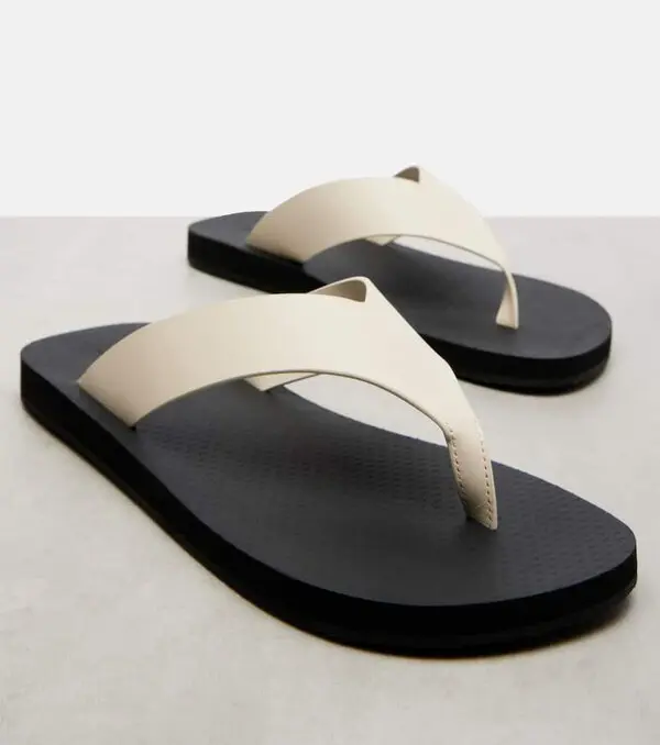THE ROW Classic Leather Thong Sandals - White