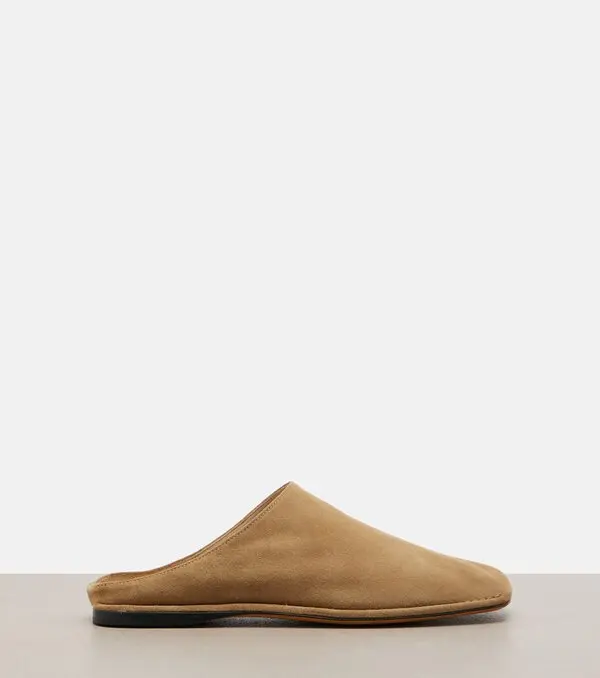 THE ROW Piper Suede Mules - Beige