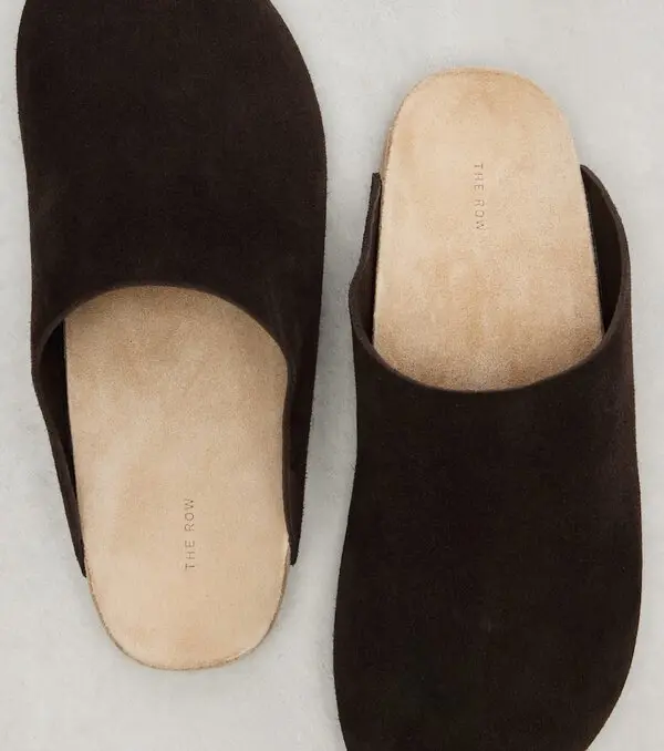 THE ROW Hudson Two Suede Mules - Brown